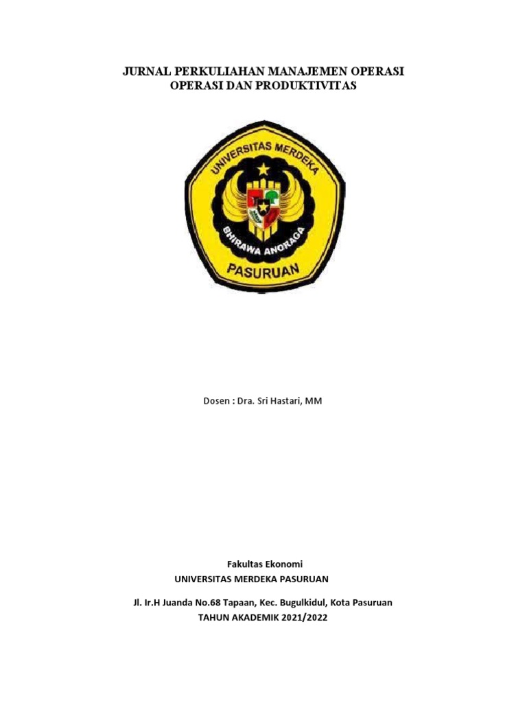 Jurnal Perkuliahan Manajemen Operasi | PDF