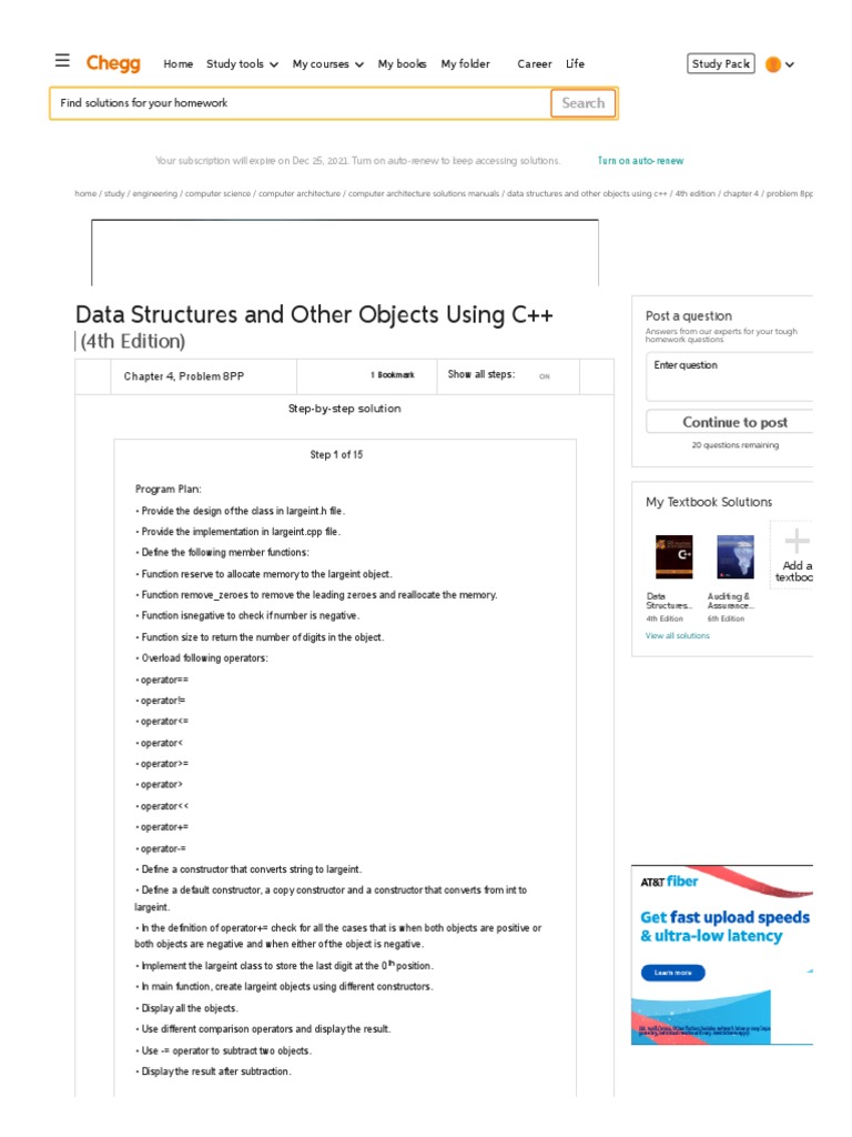 Solved Chapter 4 Problem 8pp Solution Data Structures And Other Objects Using C 4th 
