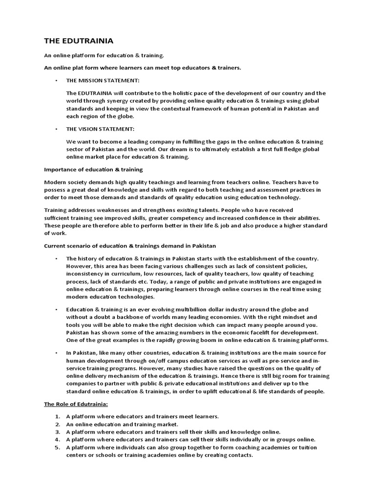 EDUTRAINIA Technical Specification | PDF | Educational Technology ...