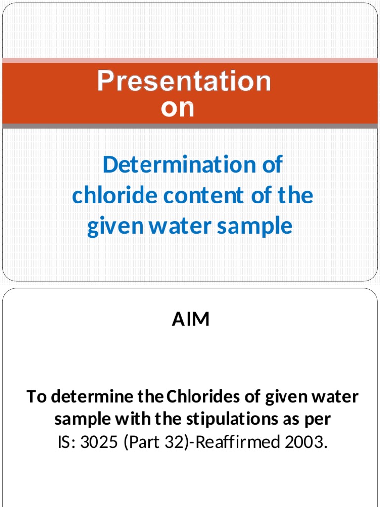 Determination of Chloride Content of The Given Water Sample | PDF ...