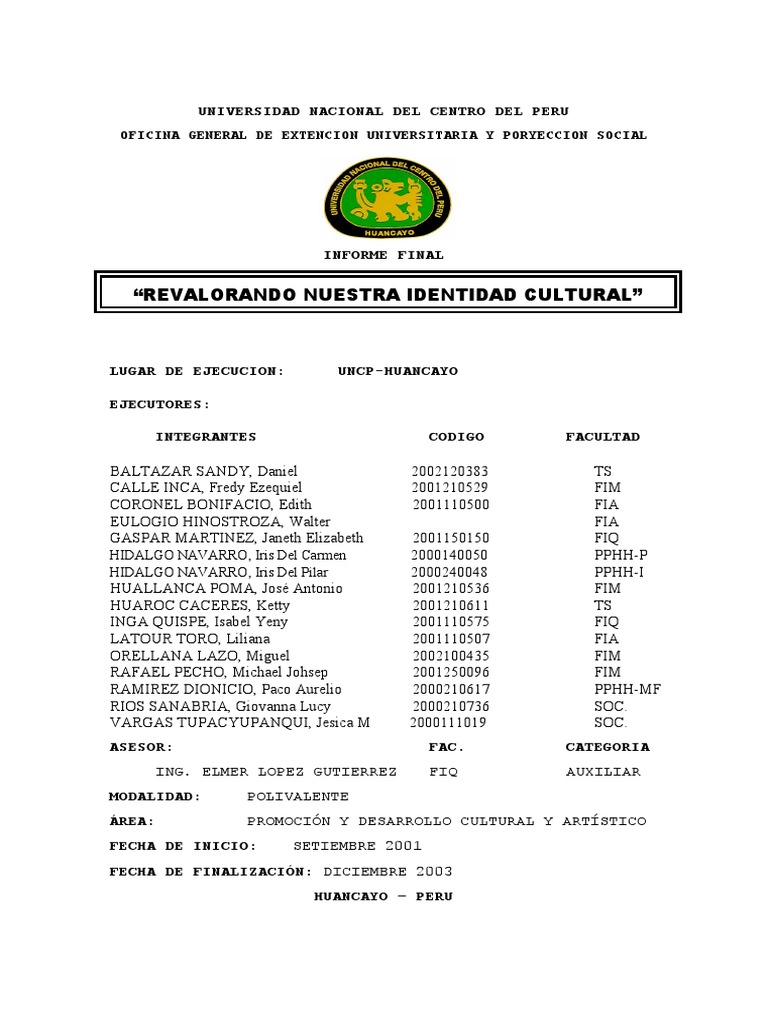 Informe Final 2003 | PDF | Naturaleza
