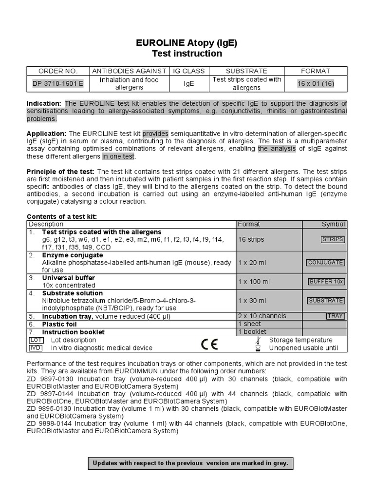 Ifu Euroline Atopy Ige | PDF | Allergy | Allergen