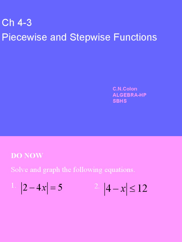 Graphing Piecewise and Step Functions | PDF | Function (Mathematics ...