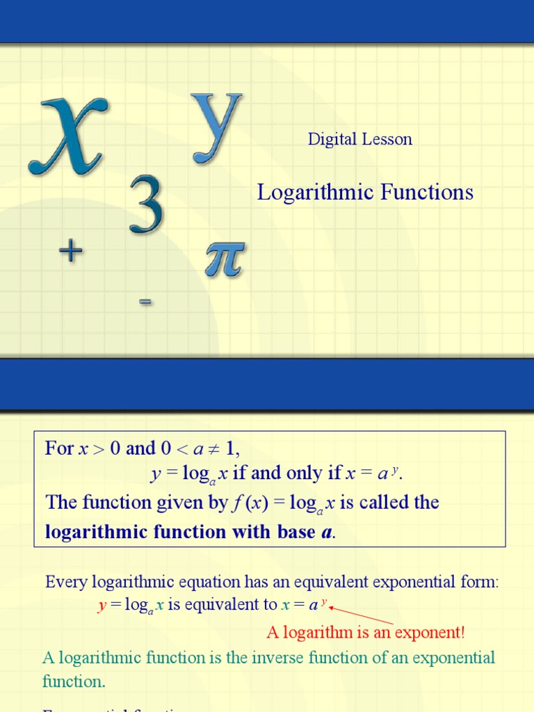 Logarithmic Functions: Digital Lesson | PDF | Logarithm | Function (Mathematics)