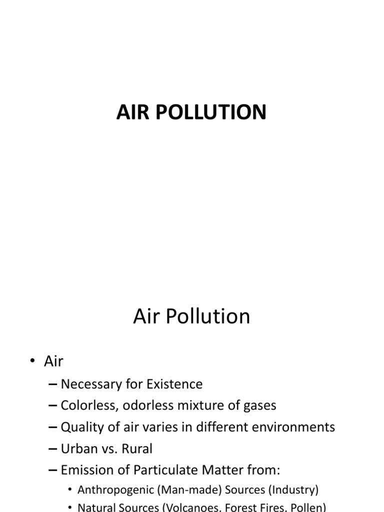 Lecture 10a Airpollution 1 | PDF | Particulates | Air Pollution