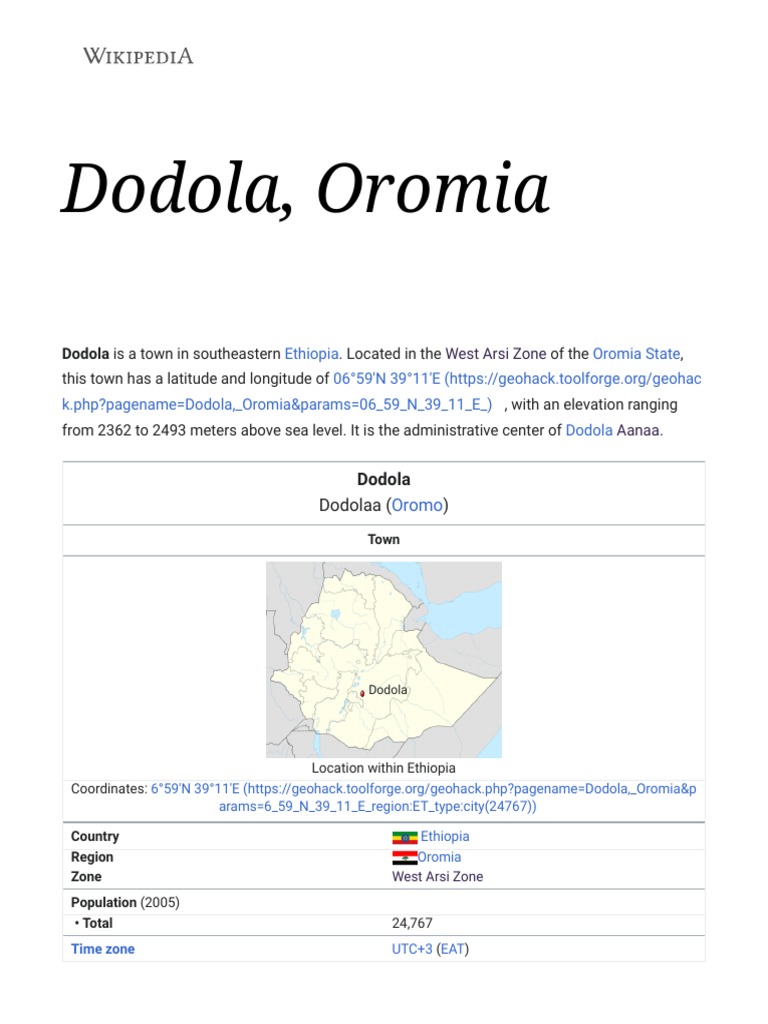 Dodola, Oromia - Wikipedia | PDF | Geography