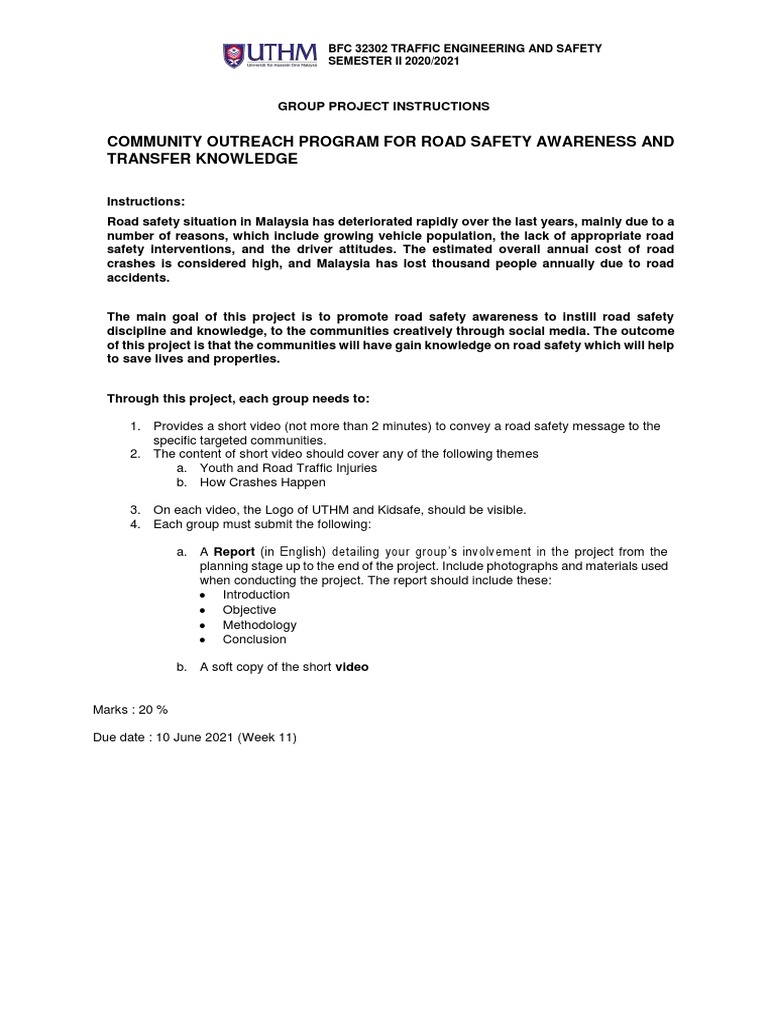 Community Outreach Program For Road Safety Awareness and Transfer ...