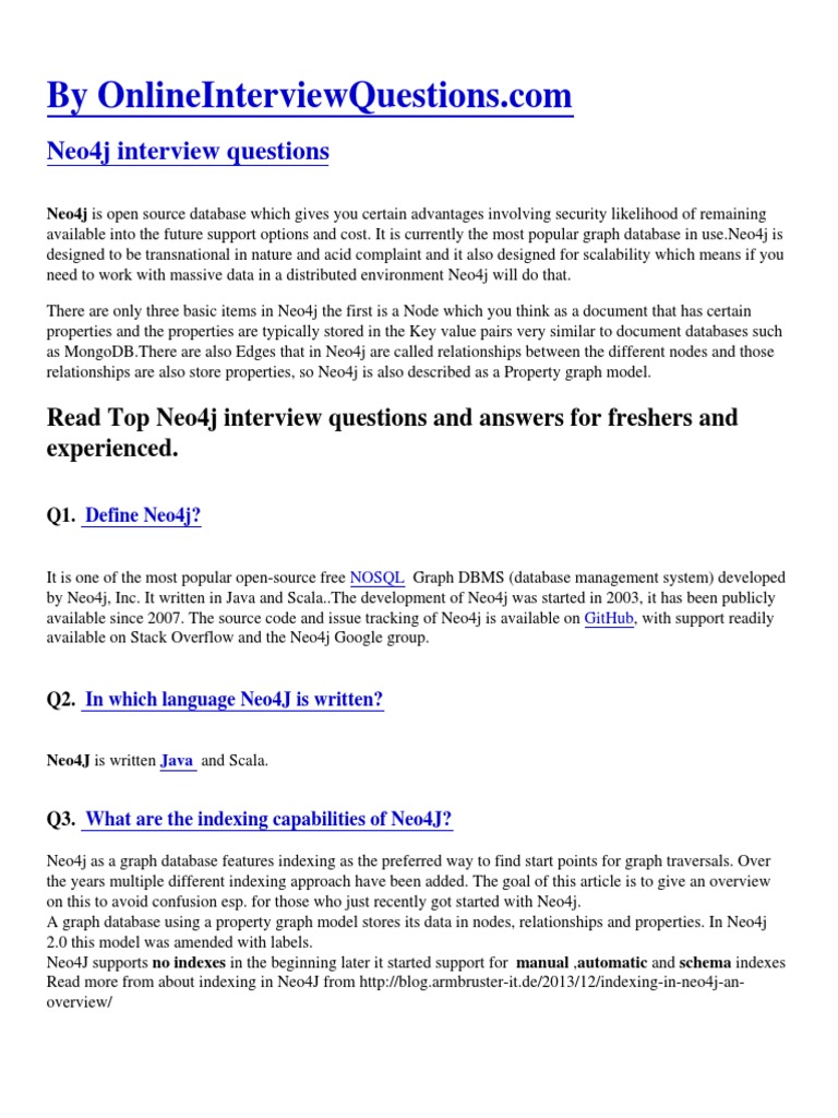 Neo4j Interview Questions Answers | PDF | Databases | Information Management