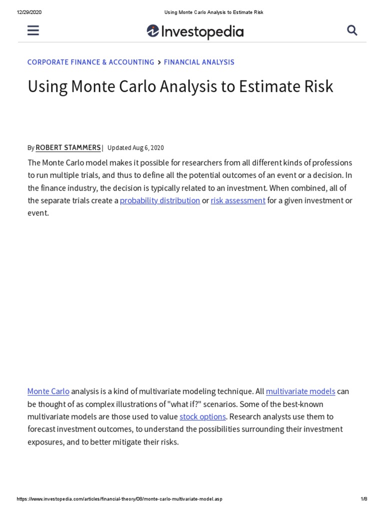Using Monte Carlo Analysis To Estimate Risk | PDF | Risk | Monte Carlo ...