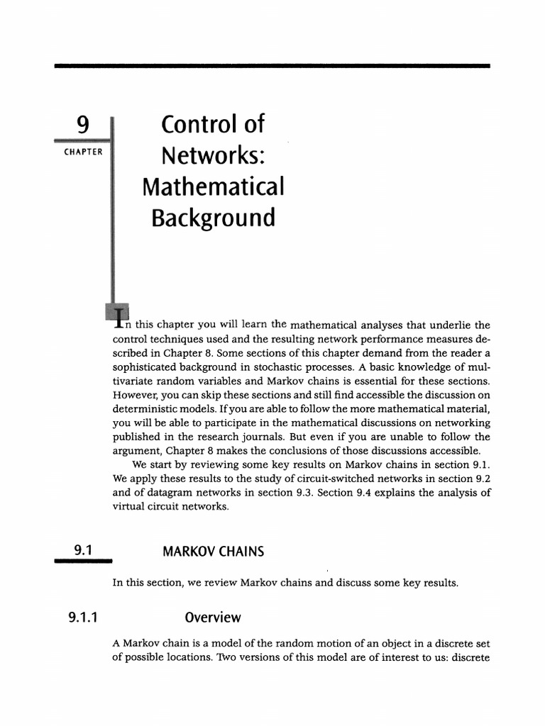 Control of Networks: Mathematical Background: 9.1 Markov Chains | PDF | Markov Chain ...