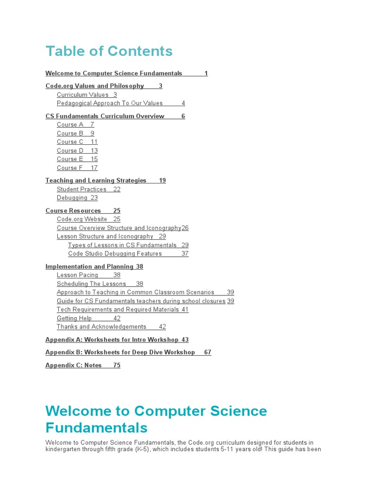 Welcome To Computer Science Fundamentals | PDF | Curriculum | Teachers