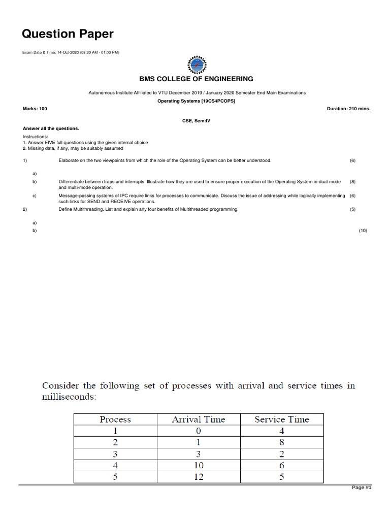 Question Paper: Bms College of Engineering | PDF | Computer Programming | Computing