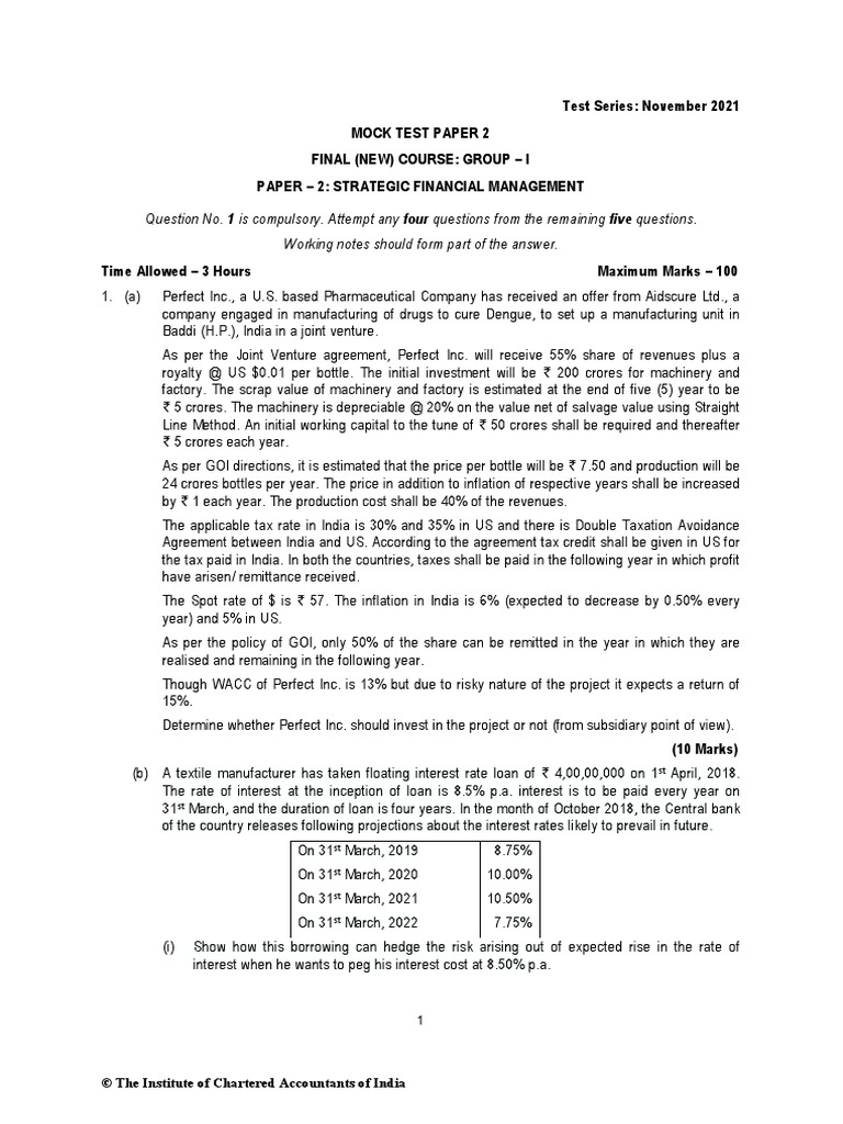 Question No. 1 Is Compulsory. Attempt Any Four Questions From The ...