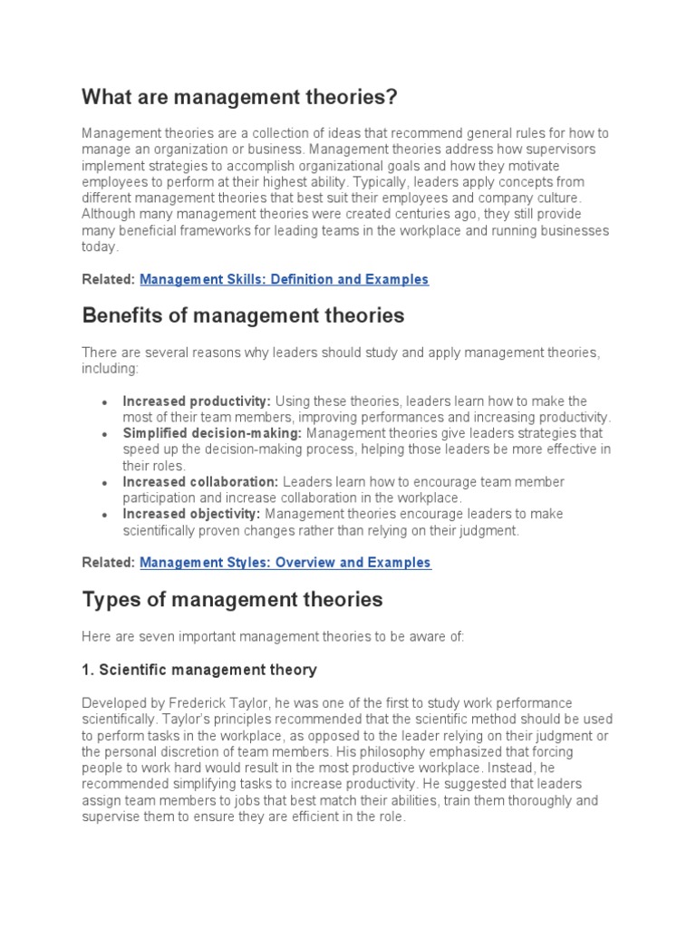 What Are Management Theories?: Management Skills: Definition and ...