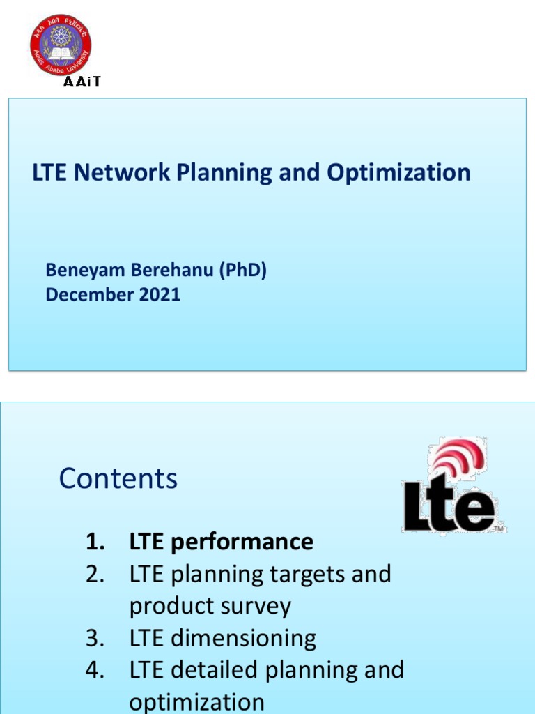 Lecture LTE Network Planning and Optimization | PDF | High Speed Packet ...