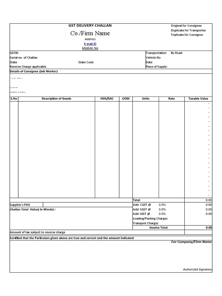 Co./Firm Name: GST Delivery Challan | PDF | Public Finance | Government