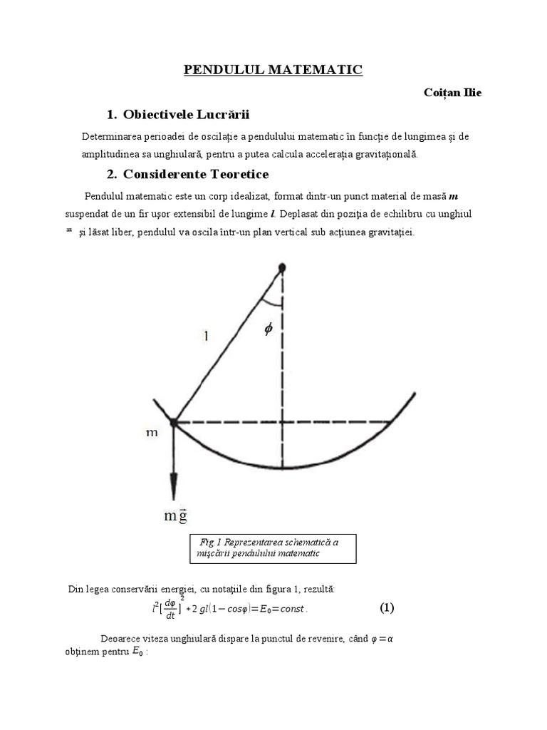 Pendulul Matematic | PDF