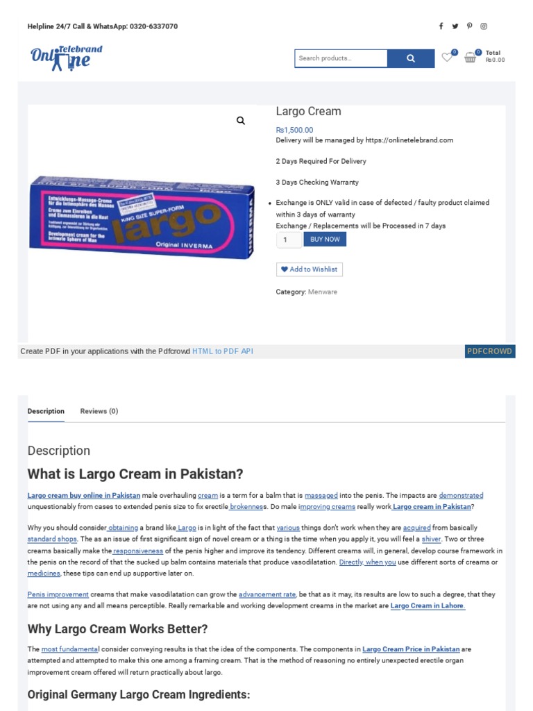 Onlinetelebrand Com Product Largo Cream in Pakistan | PDF
