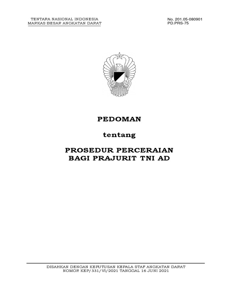 Pedoman Tentang Prosedur Perceraian Bagi Prajurit Tni Ad | PDF