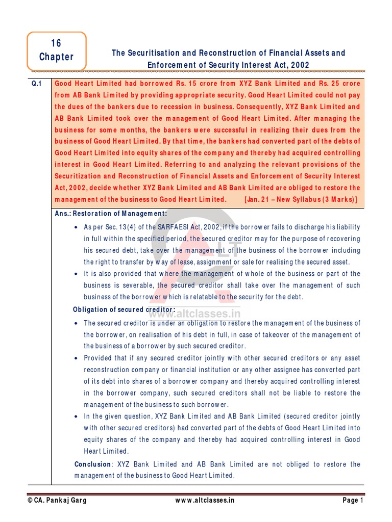 Chapter 16 The Securitisation and Reconstruction of Financial Assets ...