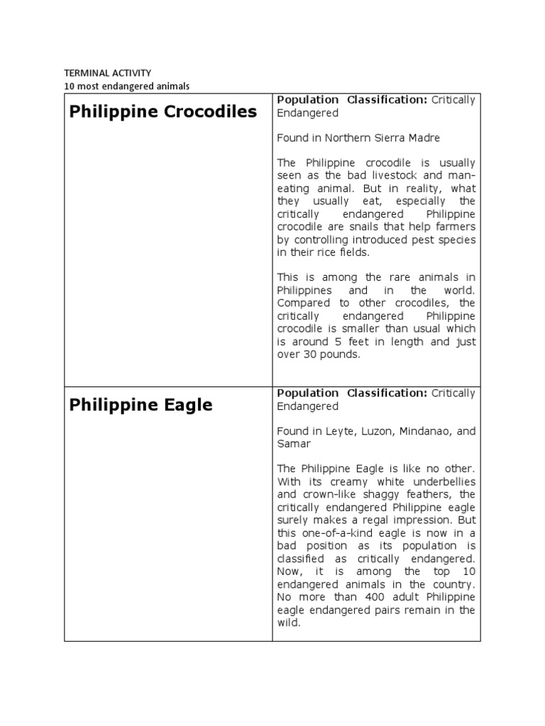 Top 10 Endangered Animals in Philippines | PDF | Sea Turtle ...