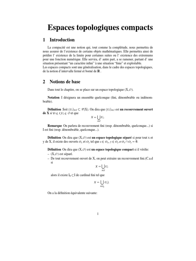 Compacité en Espaces Topologiques | PDF | Compacité (mathématiques ...