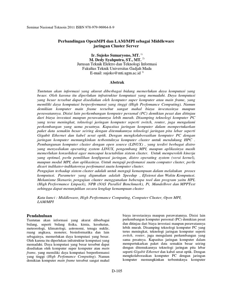 Perbandingan Middleware Cluster | PDF