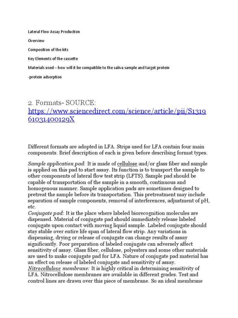 Lateral Flow Assay Production | PDF | Adsorption | Physical Sciences