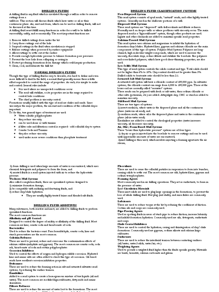 Drilling Fluids: Types and Functions | PDF | Sodium Hydroxide | Chemistry