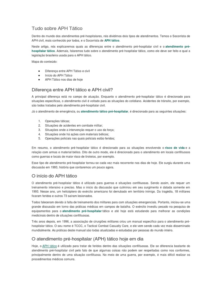 Tudo Sobre APH Tático | PDF | Paramédico | Polícia
