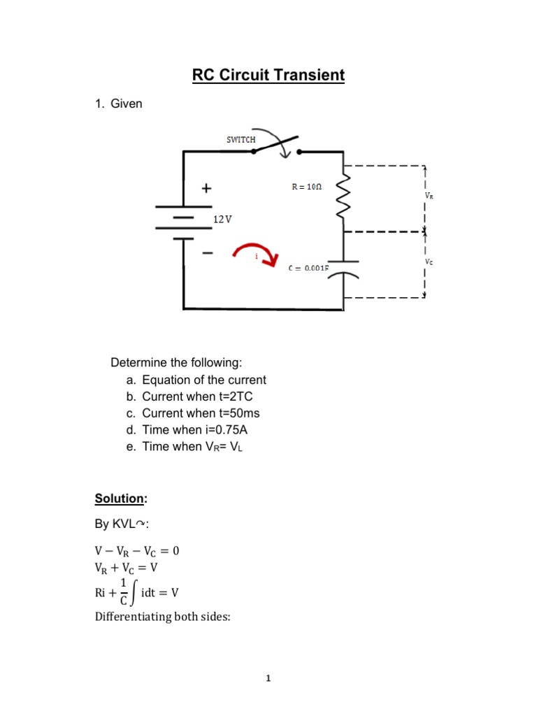 RC Circuit Transient Analysis Solutions | PDF | Electrical Engineering ...