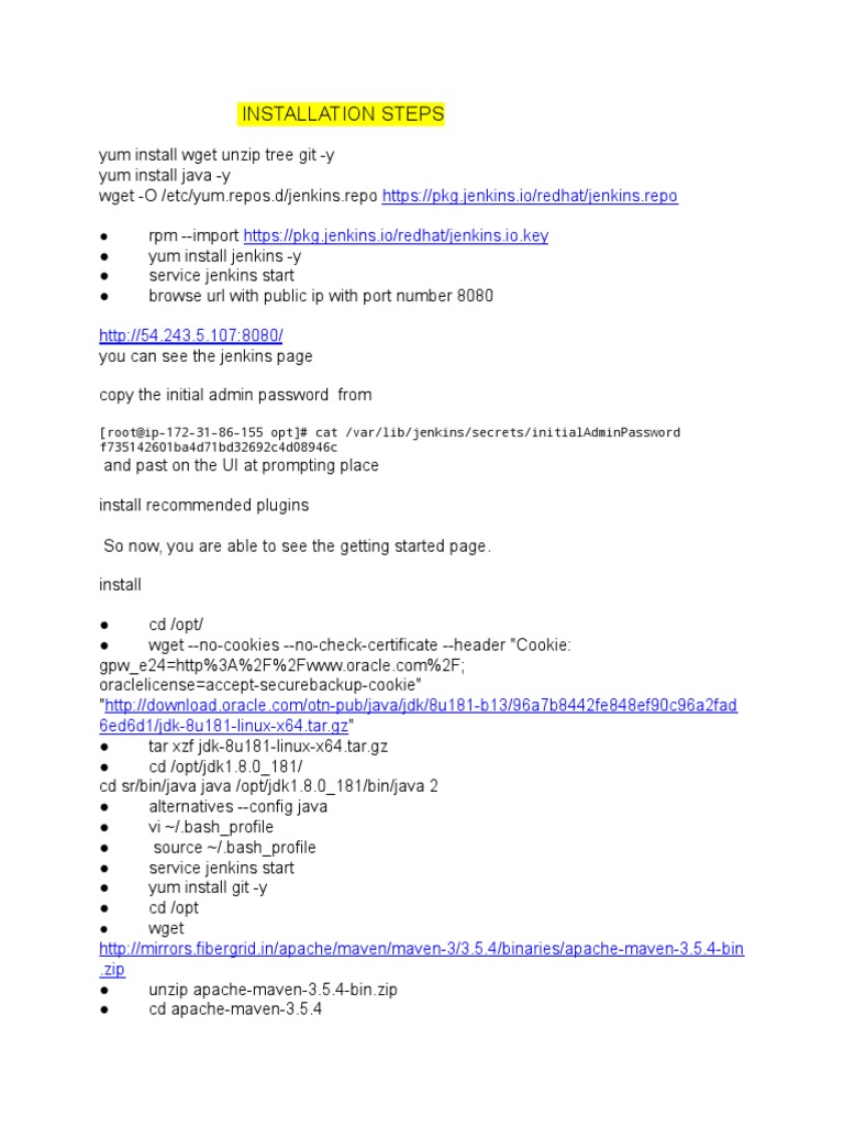 Jenkins Installation Steps | PDF | Computer Networking | Information Age