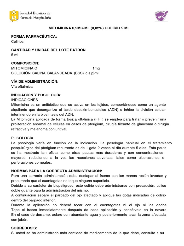 Mitomicina 02mg ML 002 Colirio Hip | PDF | Medicamentos con receta ...