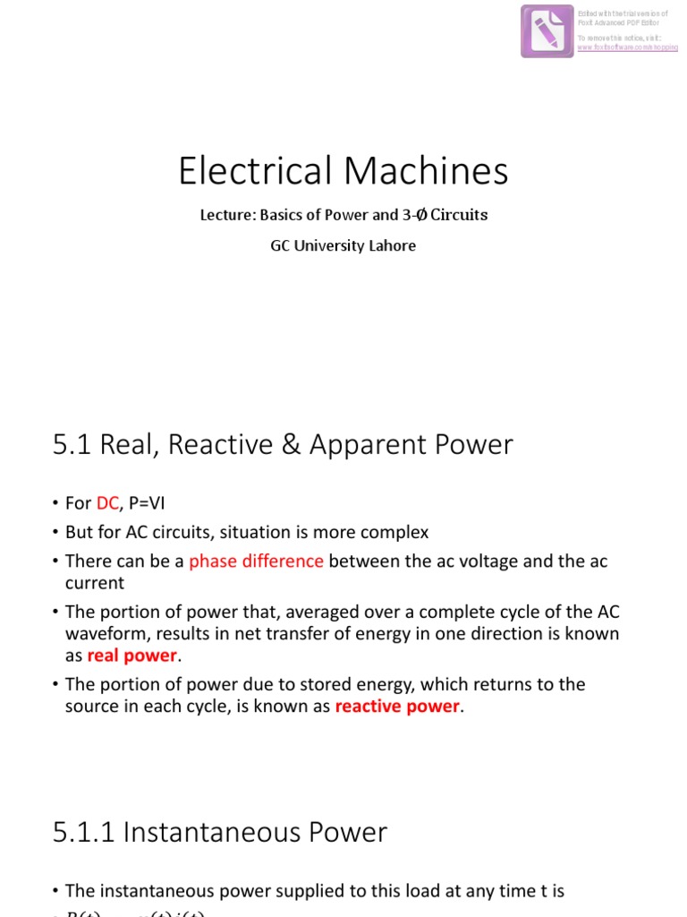 Lec 5 - Basics of Power and 3p - Circuit | PDF | Ac Power | Force