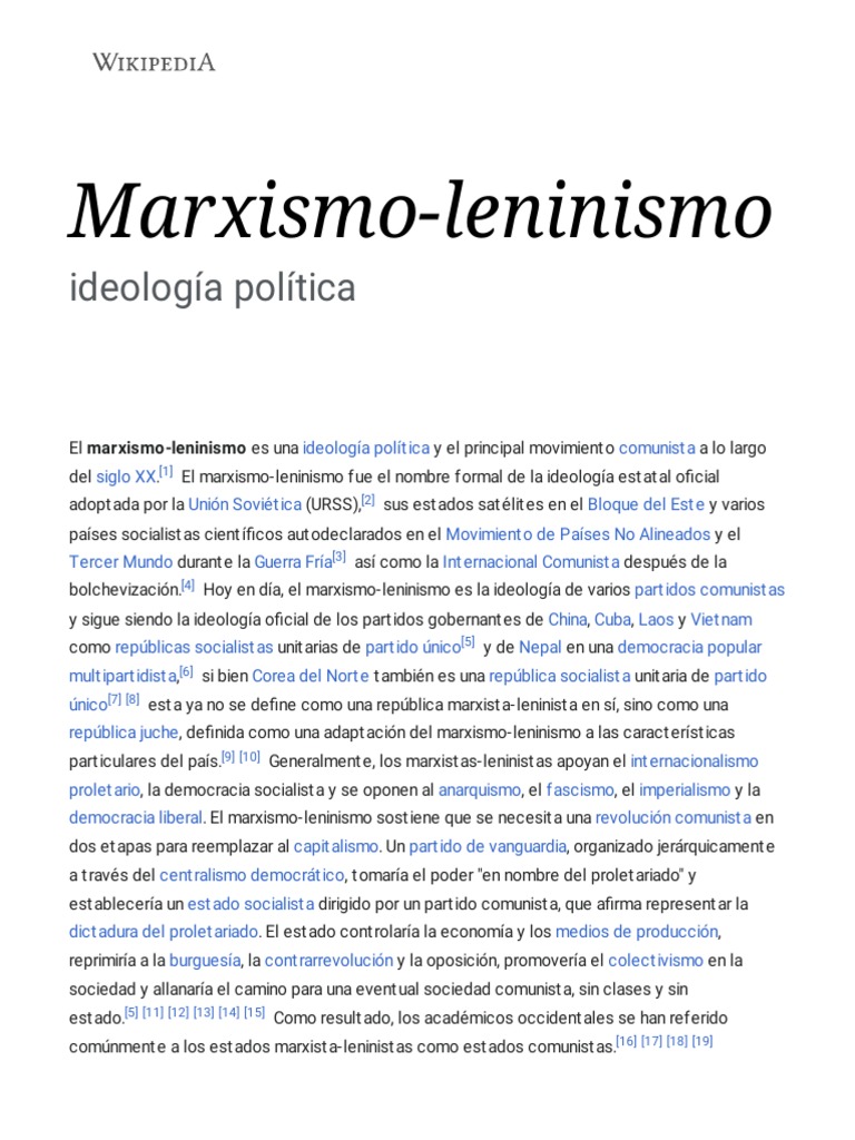 Marxismo-Leninismo - Wikipedia, La Enciclopedia Libre | PDF | Vladimir ... Marxismo-Leninismo - Wikipedia, La Enciclopedia Libre | PDF | Vladimir ...