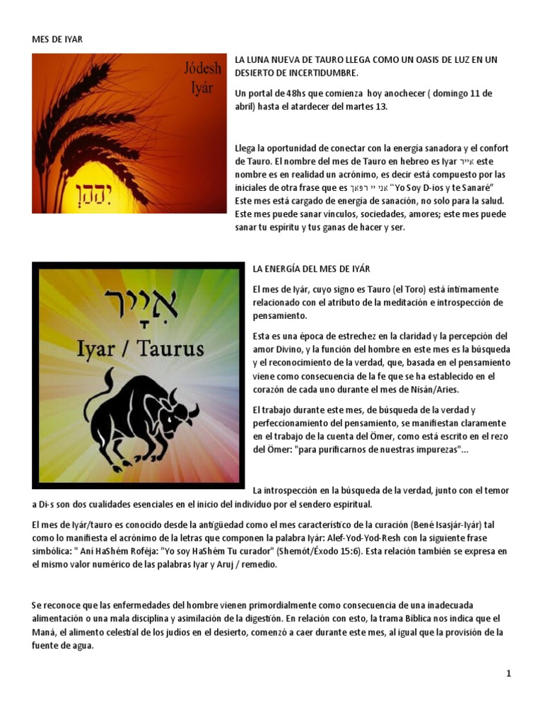 Mes de Iyar | PDF | Libro del éxodo | Kábala