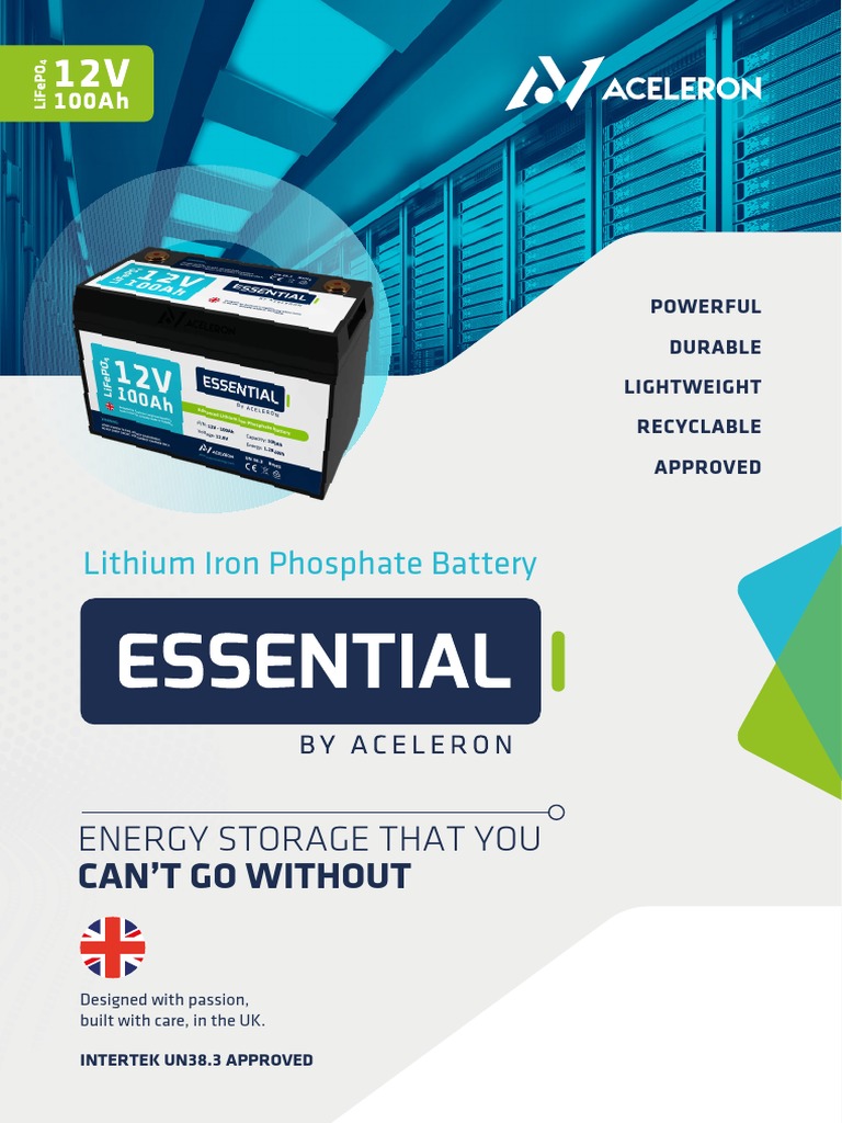 Aceleron Essential Battery Brochure | PDF | Lithium Ion Battery ...