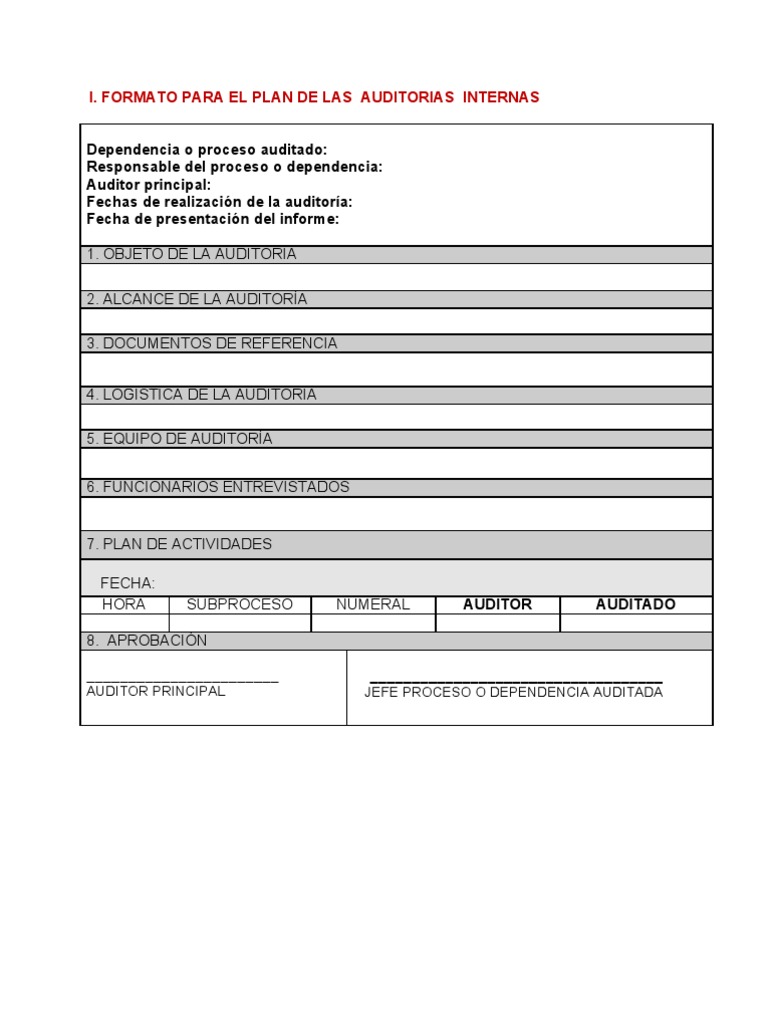 Formatos Modelos para Las Auditorias Internas Del SGI | PDF | Auditoría | Contralor
