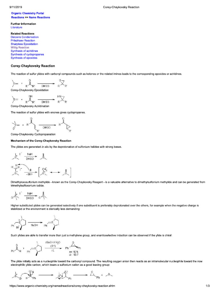 Corey Chaykovsky Reaction | PDF