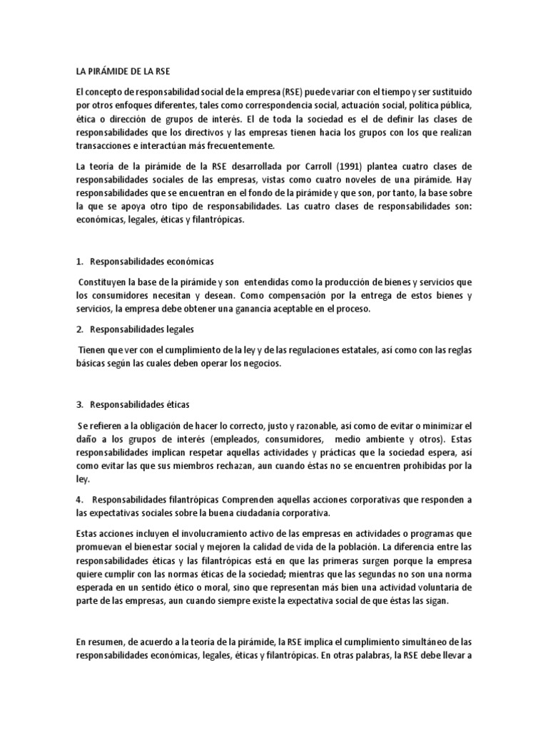 Pirámide de la RSE: Responsabilidades Clave | PDF | Responsabilidad ...