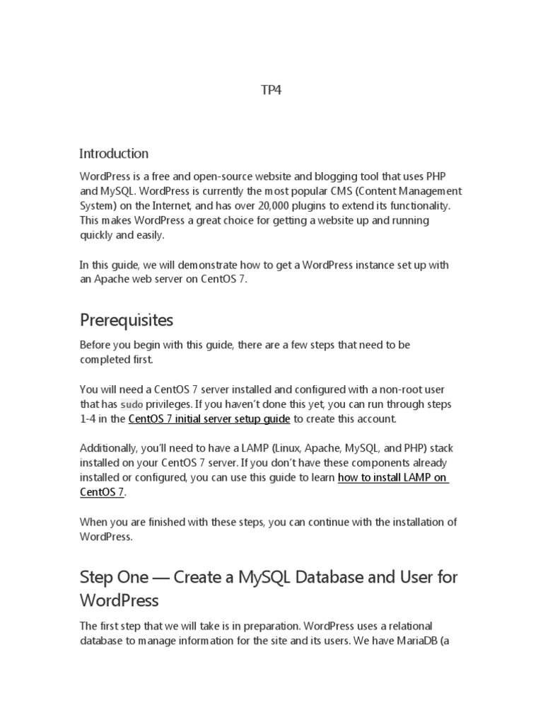 Prerequisites: Centos 7 Initial Server Setup Guide | PDF | Word Press ...