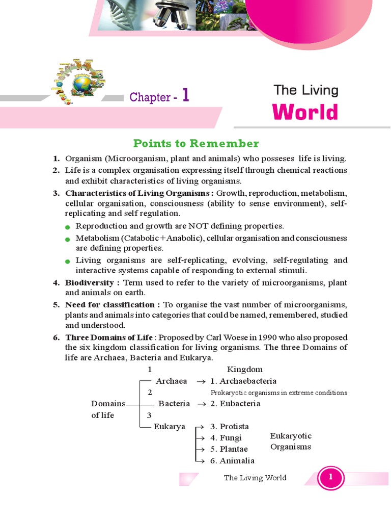 Chapter 1 Biology Class 11 | PDF | Taxonomy (Biology) | Life