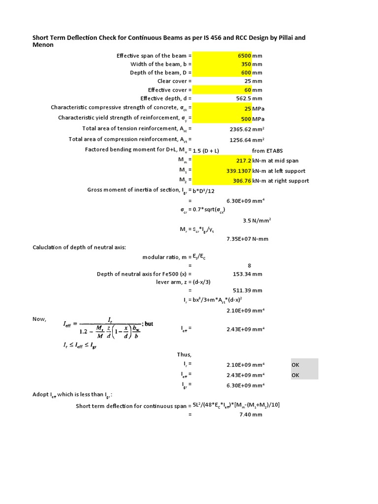 Long Term Deflection of Continuous Beam | PDF | Beam (Structure ...