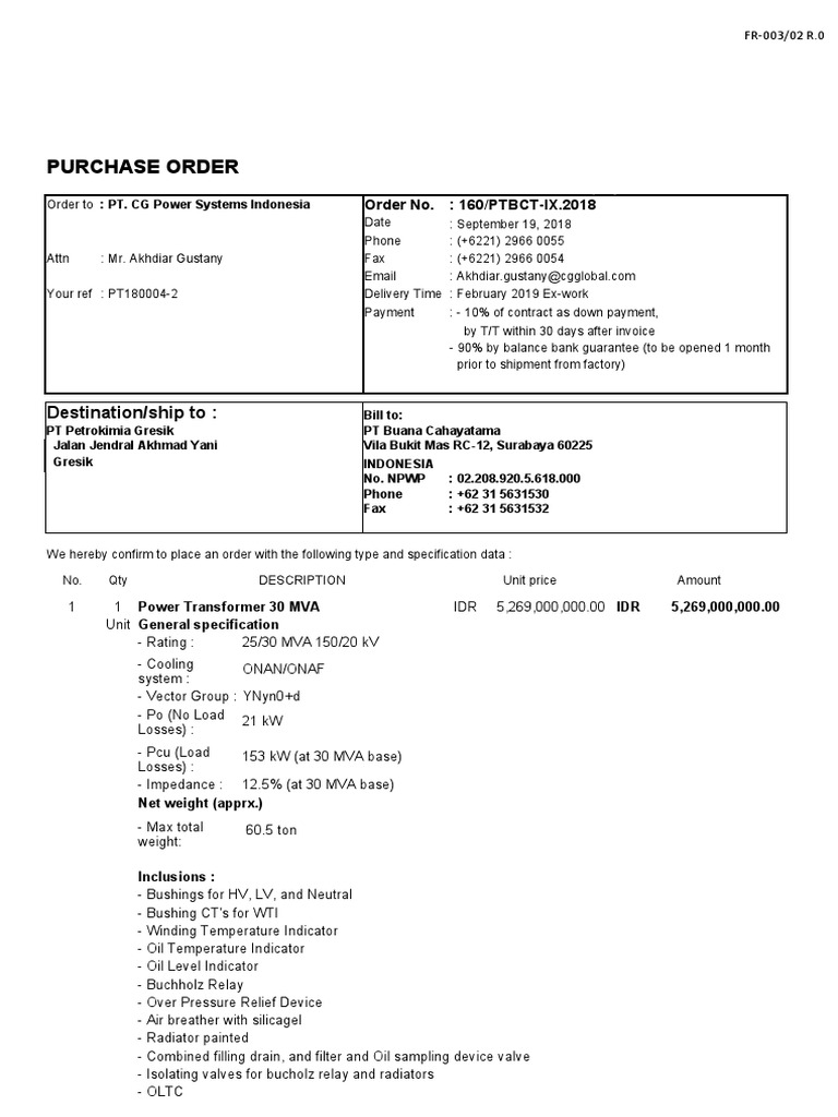 Purchase Order: Destination/ship To | PDF | Electrical Substation ...