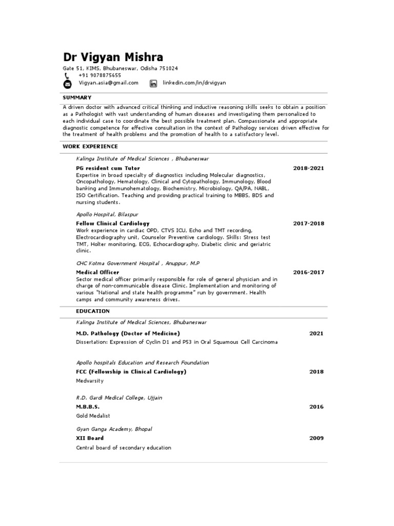 Expert Pathologist with MD seeks leadership role | PDF | Pathology ...