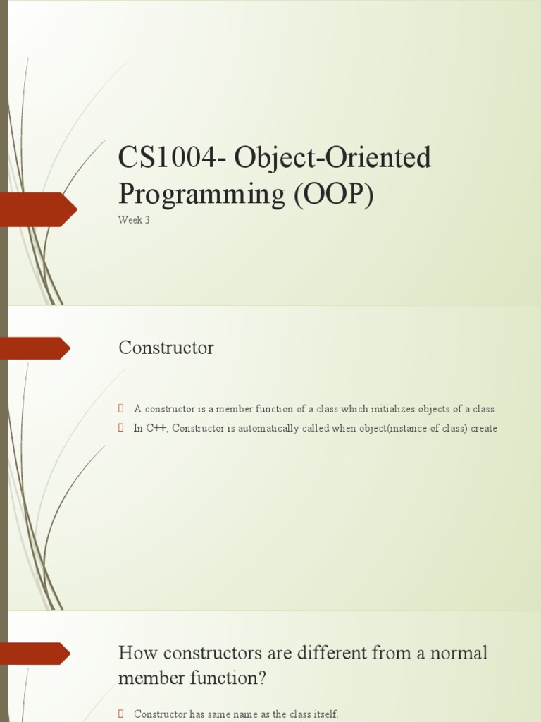 Week 3 L 2and3 Pdf Programming Constructor Object Oriented 1057