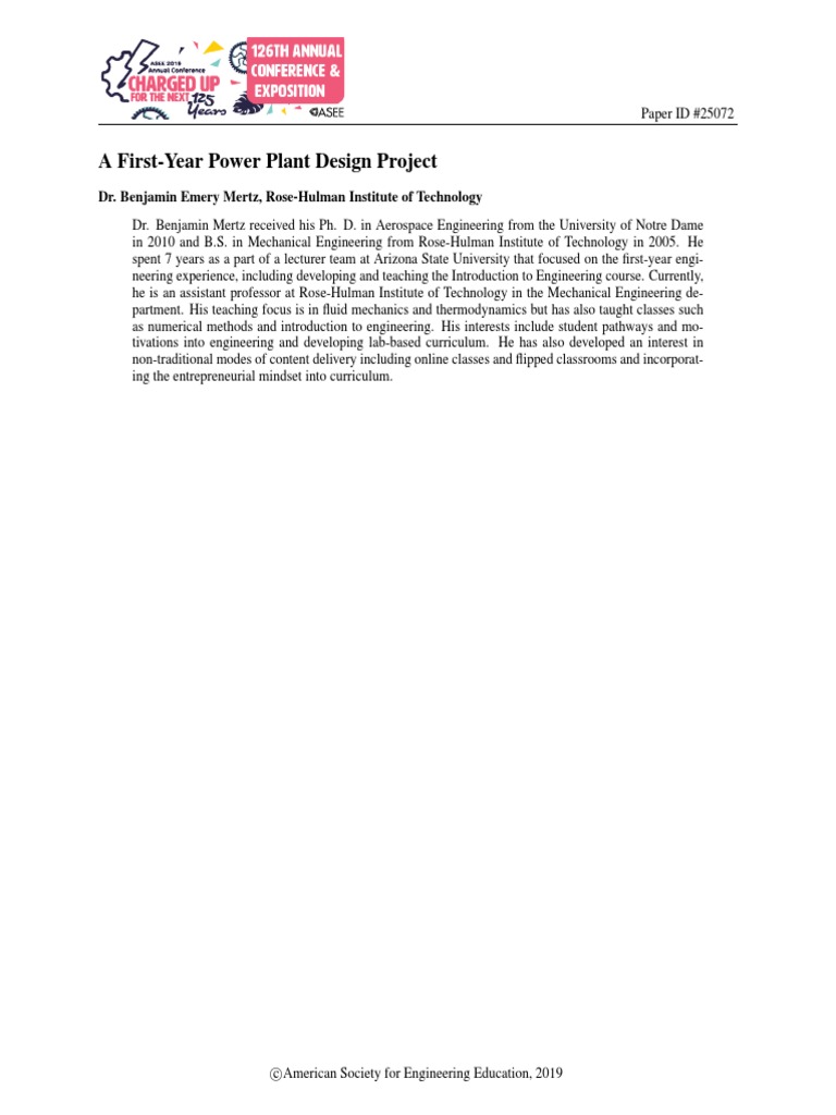 A First Year Power Plant Design Project | PDF | Design | Engineering ...