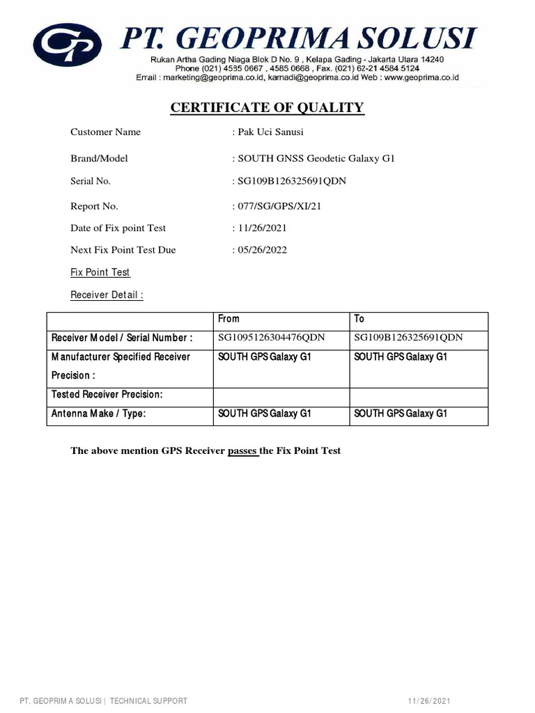 GPS Fix Point Test Report | PDF | Global Positioning System | Computer ...