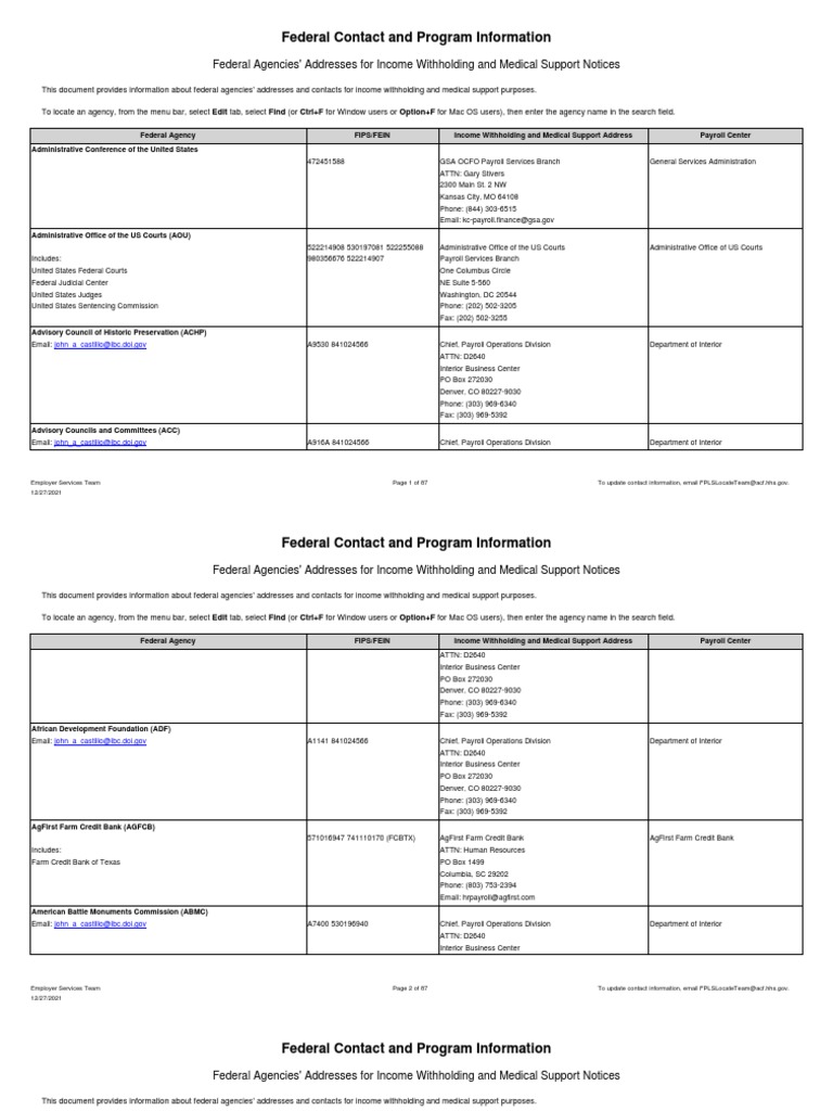 Federal Contact and Program Information | PDF | General Services ...