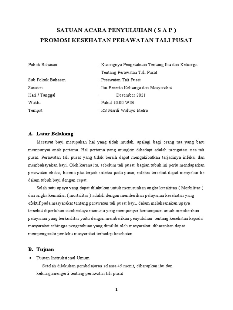 Sap Perawatan Tali Pusat | PDF | Karier & Perkembangan | Kesehatan Holistik